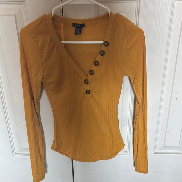 Papaya | Tops | Papaya Yellow Ribbed Long Sleeve Blouse | Poshmark